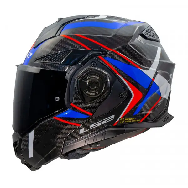 Casco Modulare Convertibile LS2 FF901 Advant X Carbon Carbonio Blu Rosso Lucido